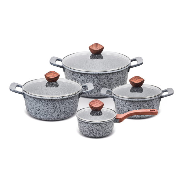 Granite cooking 4 pots set with glass lids
